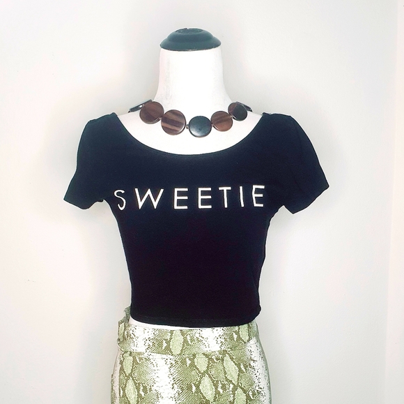 Pink Lemon | Tops | Sweetie Graphic Letter Crop Tee | Poshmark